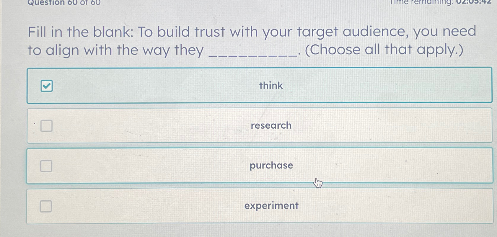 Solved Fill in the blank: To build trust with your target | Chegg.com
