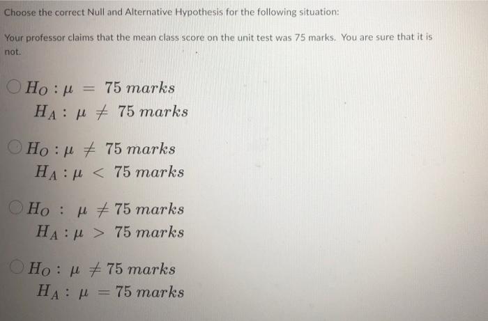 Solved Choose the correct Null and Alternative Hypothesis | Chegg.com