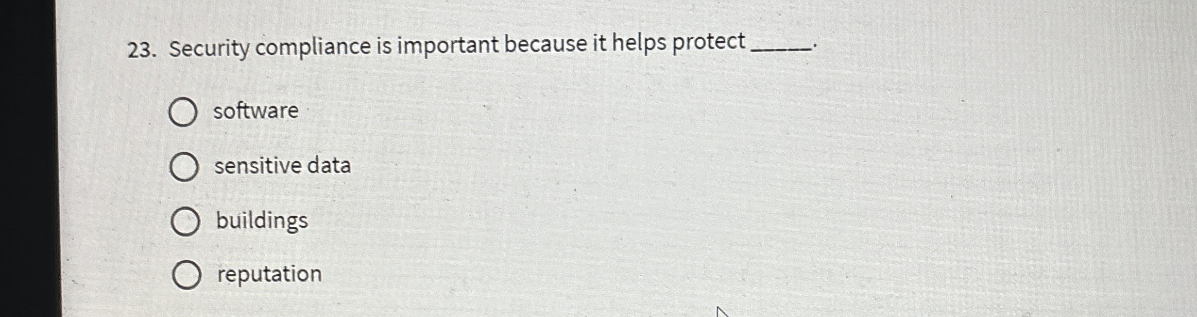 Solved Security compliance is important because it helps | Chegg.com