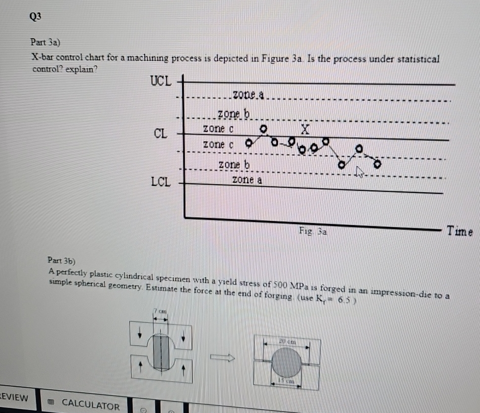 Solved Q3part 3a X Bar Control Chart For A Machining Process