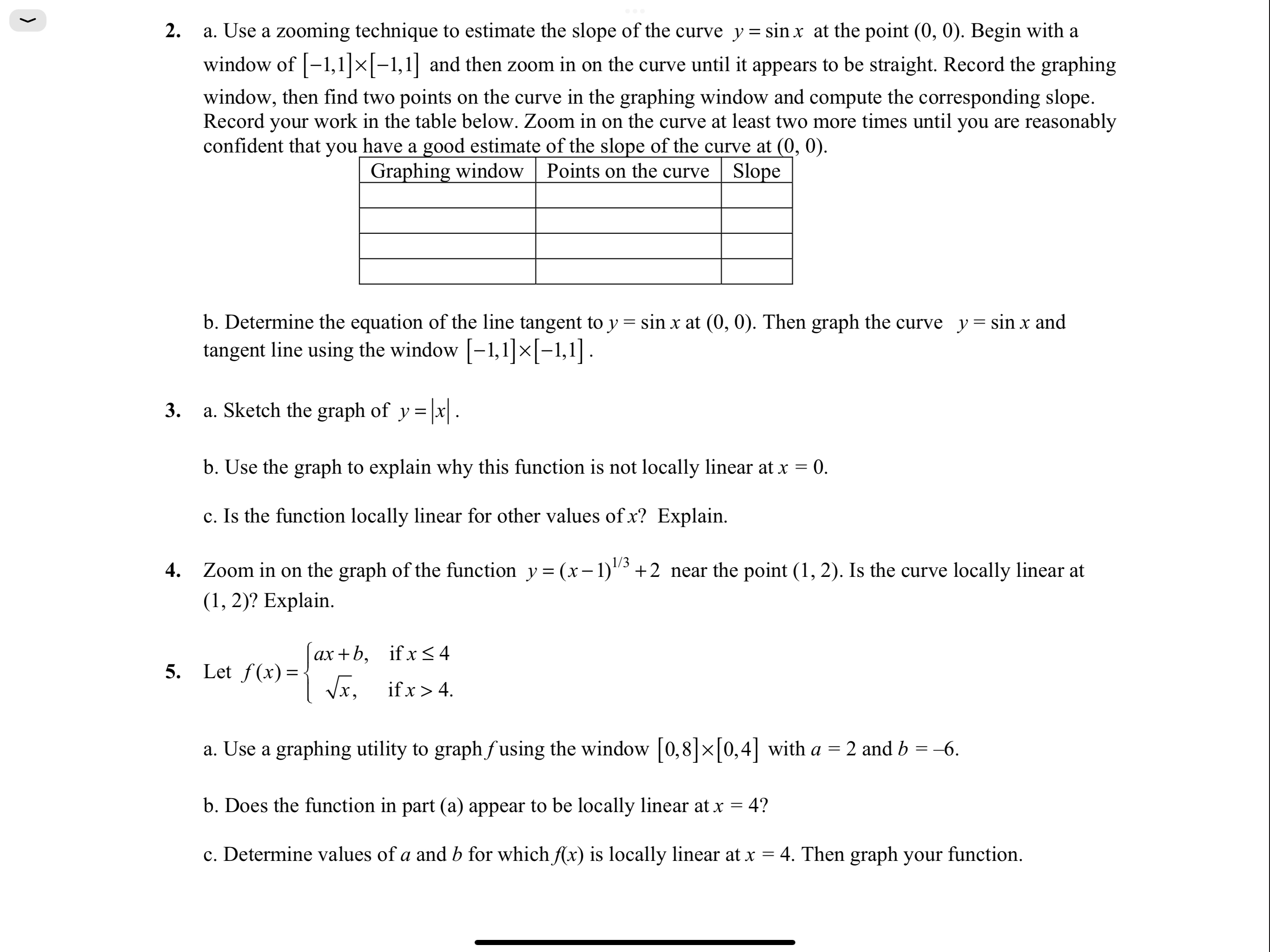 Solved a. ﻿Use a zooming technique to estimate the slope of | Chegg.com