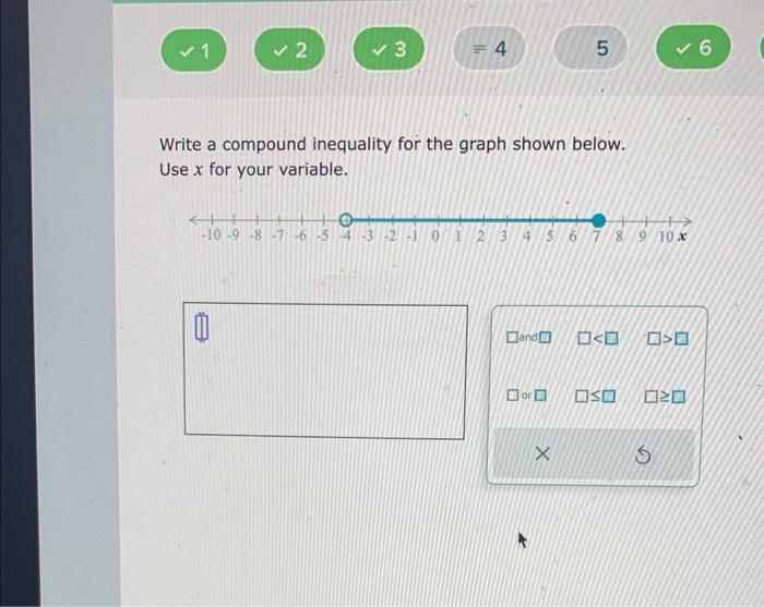Solved Graph the set {x∣4≤x