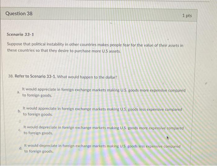 Solved Question 38 1 pts Scenario 33-1 Suppose that | Chegg.com Solved Question 38 1 pts Scenario 33-1 Suppose that | Chegg.com