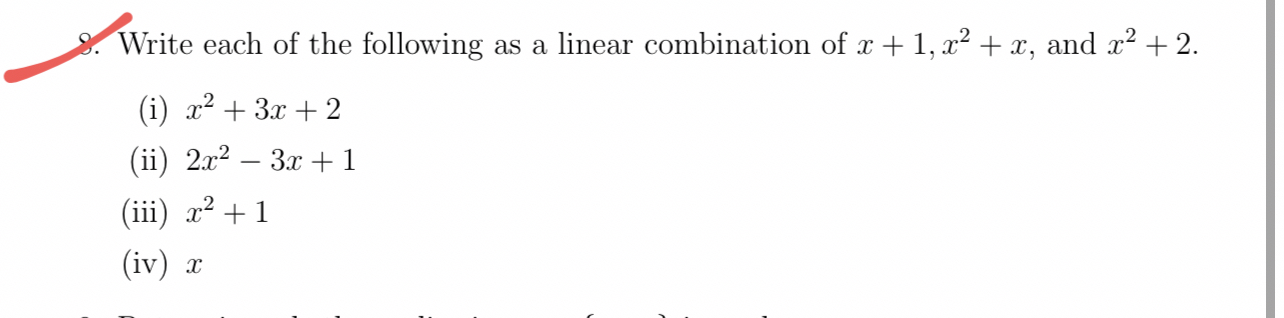 Write each of the following as a linear combination | Chegg.com