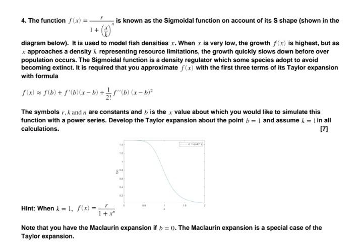 Solved 4. The function(x) = -1 is known as the Sigmoidal | Chegg.com