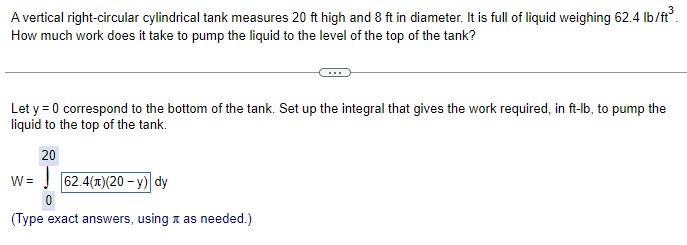 Solved A vertical right-circular cylindrical tank measures | Chegg.com