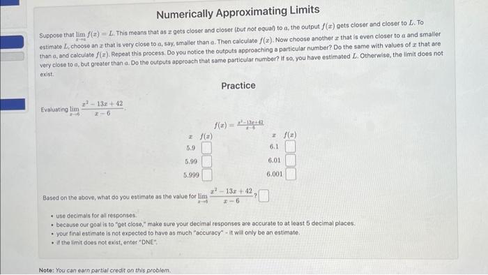 Solved Numerically Approximating Limits Suppose that | Chegg.com