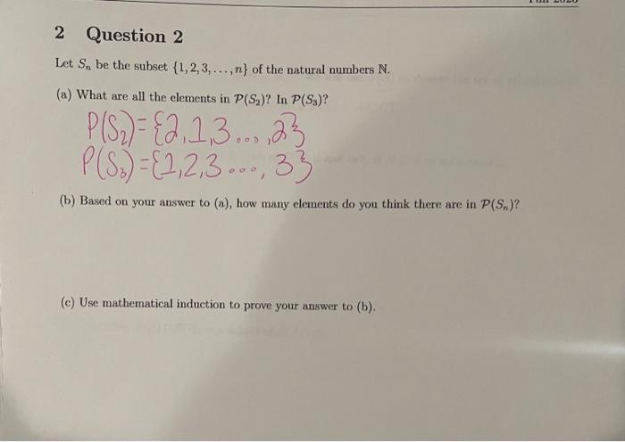 Solved Let Sn be the subset {1,2,3,…,n} of the natural | Chegg.com