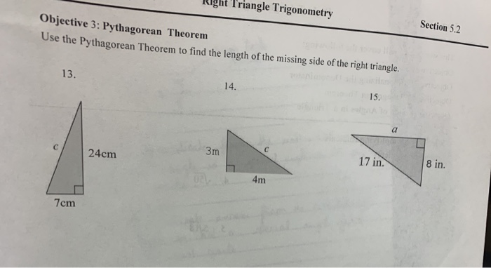 Solved Right Triangle Trigonometry Objective 3: Pythagorean | Chegg.com