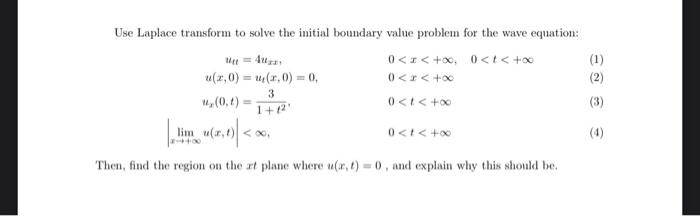 Solved Use Laplace transform to solve the initial boundary | Chegg.com