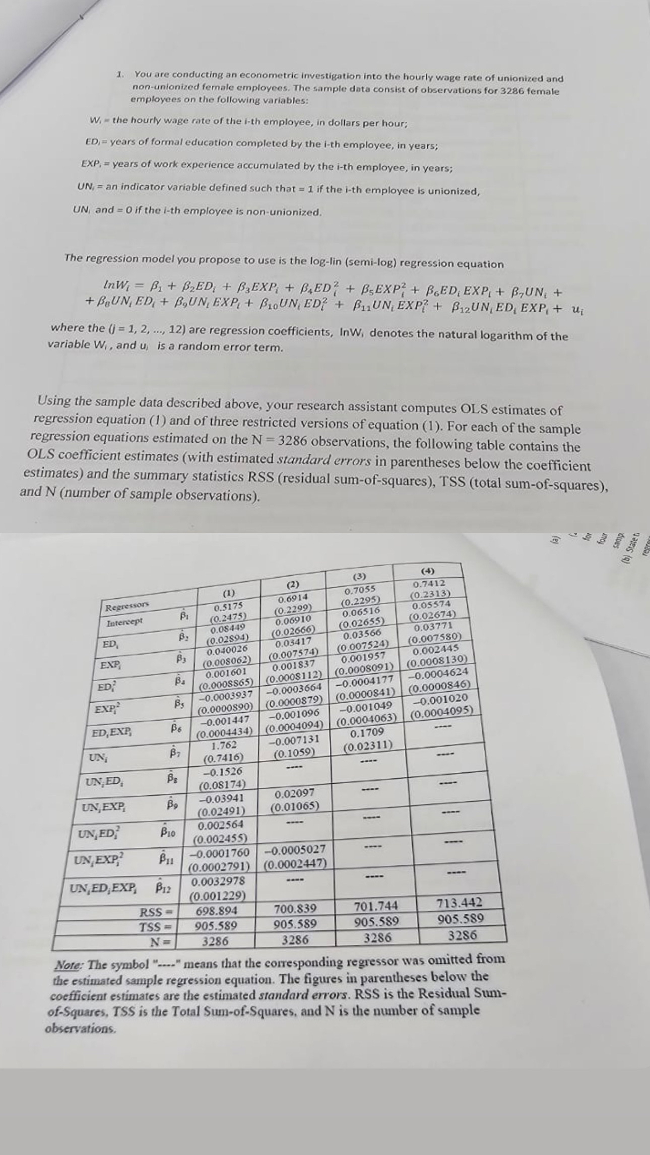 Solved You are conducting an econometric investigation into | Chegg.com