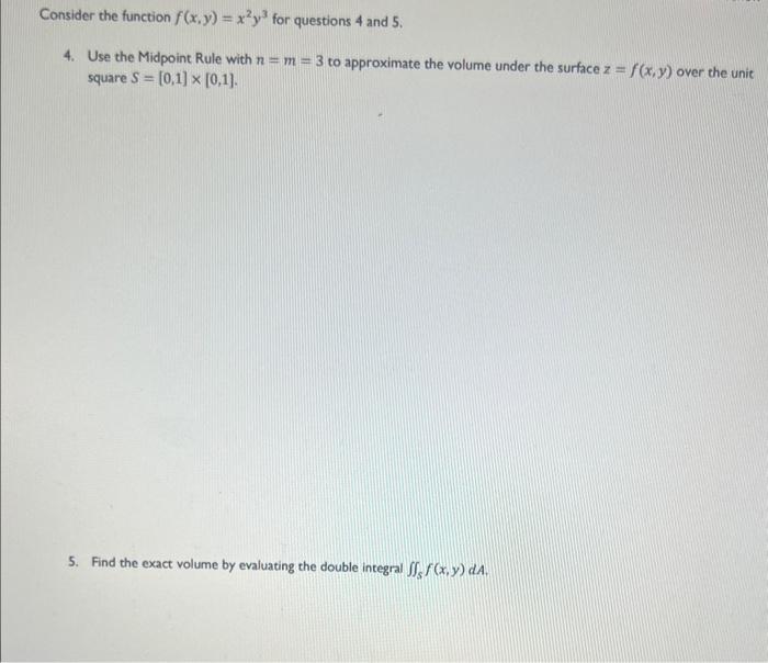 Solved Consider the function f(x,y)=x2y3 for questions 4 and | Chegg.com