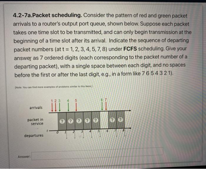 Solved 4.2-7a.Packet scheduling. Consider the pattern of red | Chegg.com