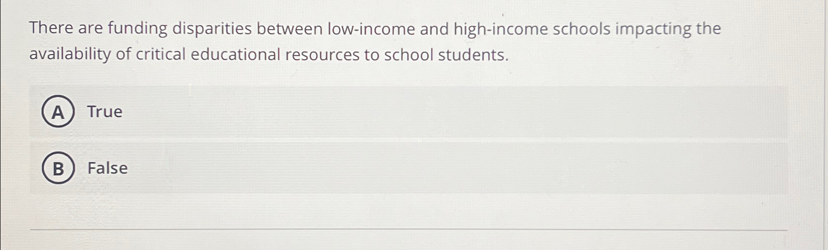 Solved There are funding disparities between low-income and | Chegg.com