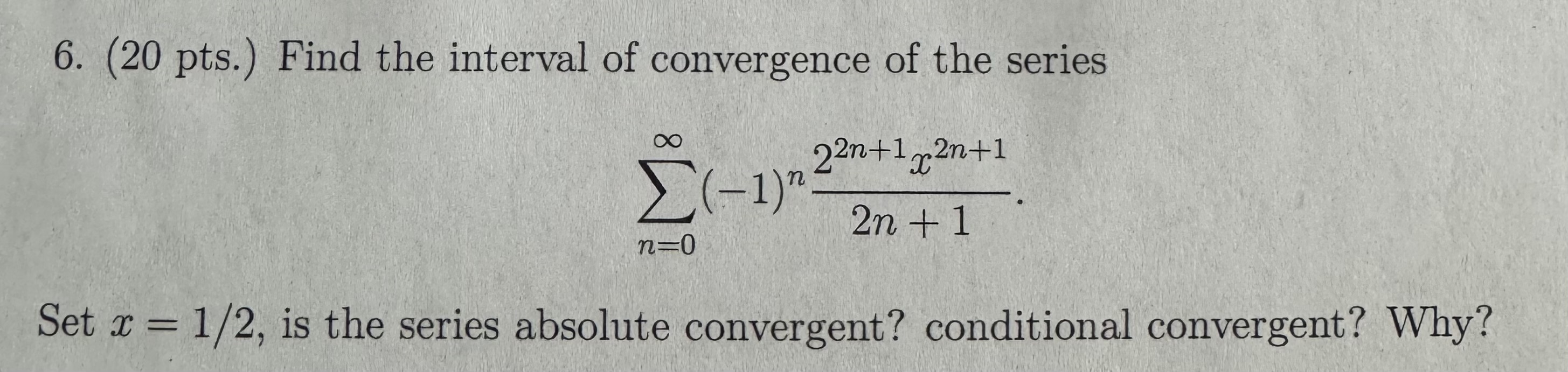 Solved (20 ﻿pts.) ﻿Find the interval of convergence of the | Chegg.com