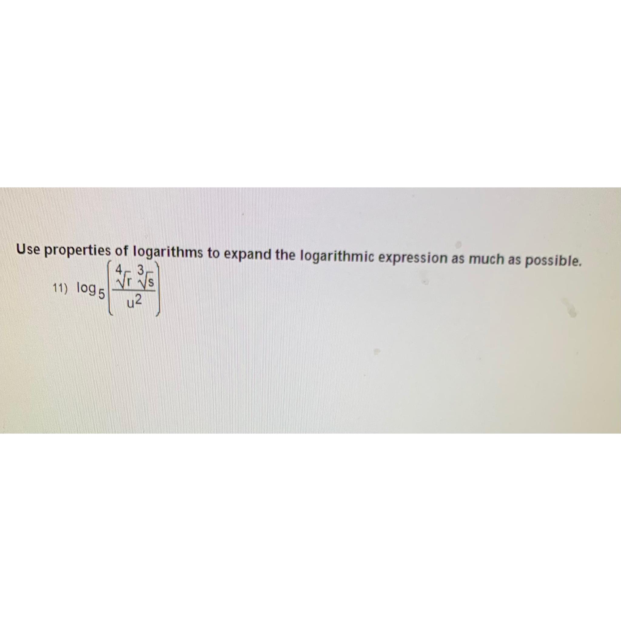 Solved Use properties of logarithms to expand the | Chegg.com
