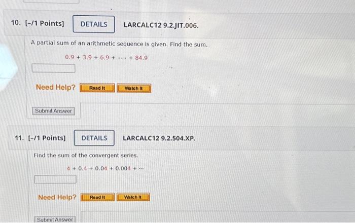Solved A partial sum of an arithmetic sequence is given. | Chegg.com