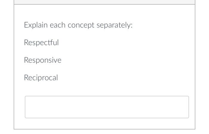 Solved Explain each concept separately: Respectful | Chegg.com