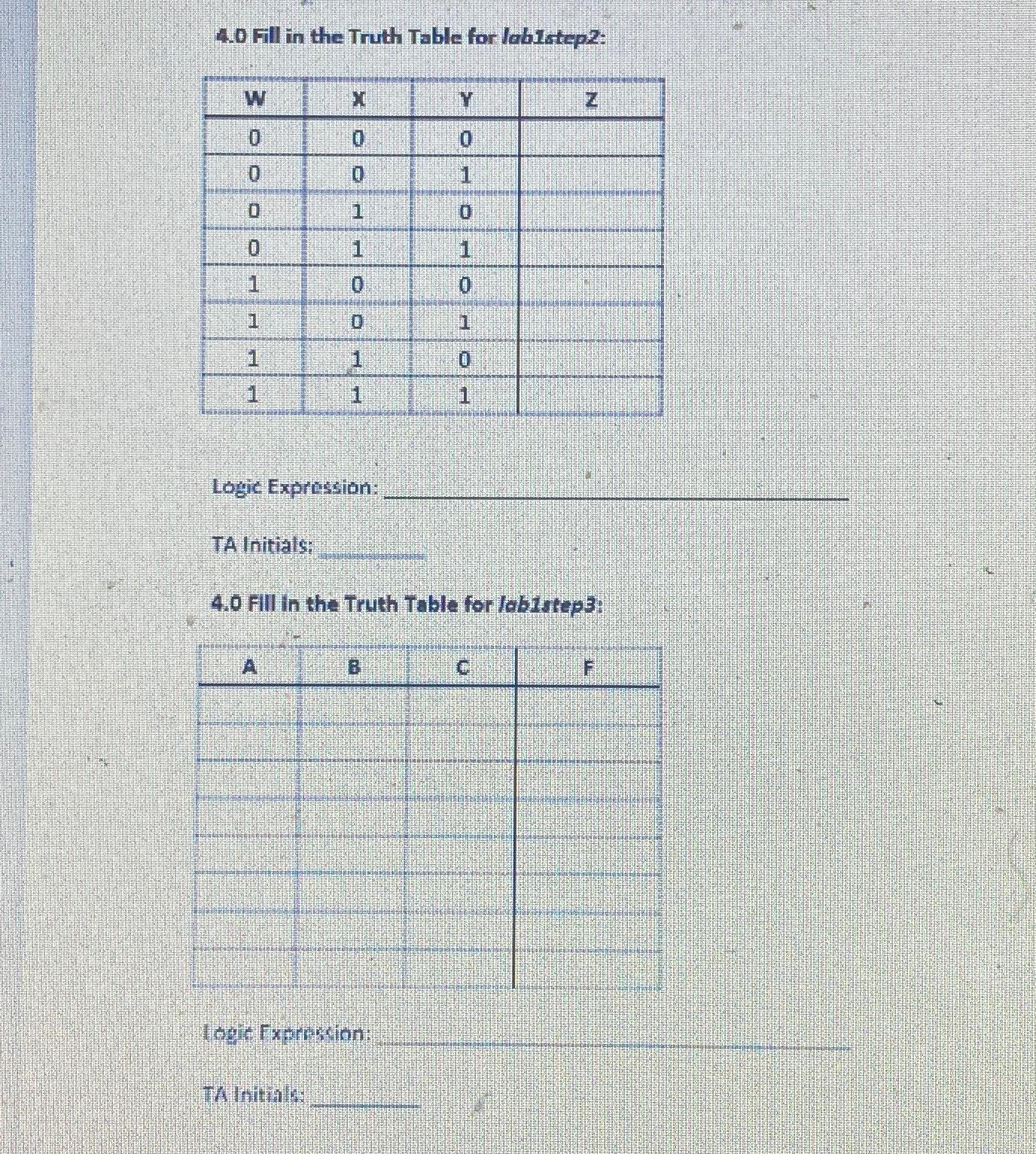 4.0 ﻿Fill in the Truth Table for | Chegg.com