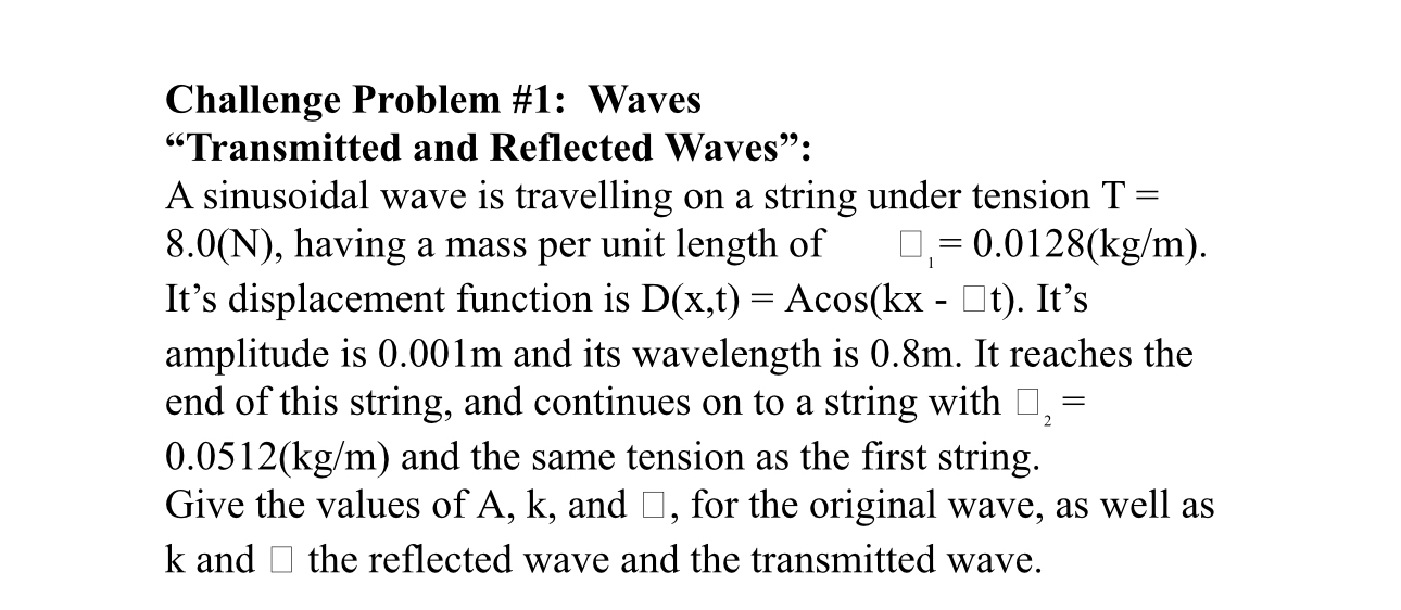 Solved Challenge Problem #1: Waves"Transmitted and Reflected | Chegg.com