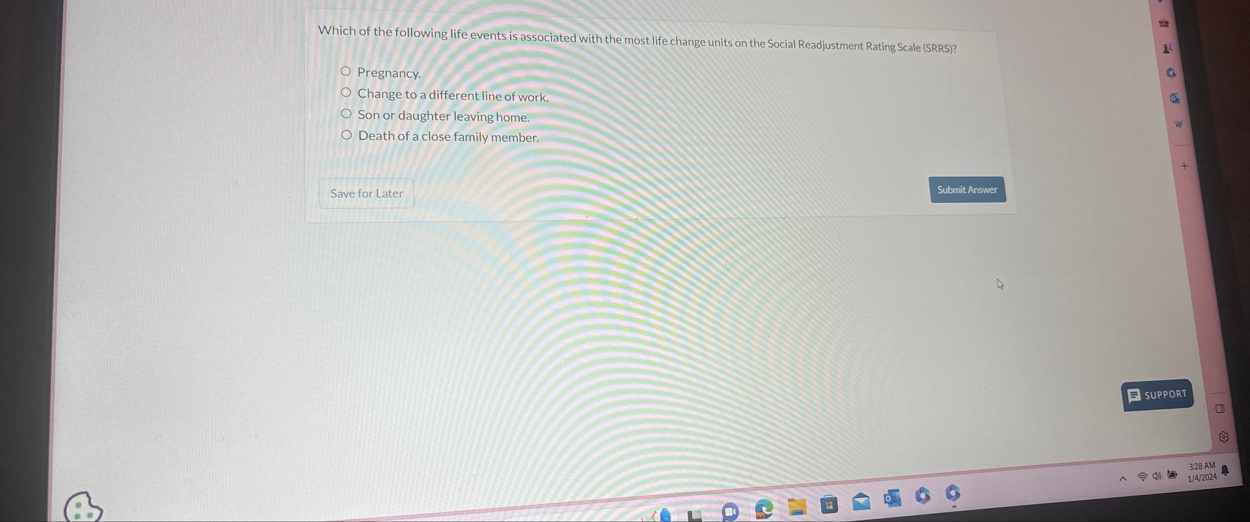 Solved Which of the following life events is associated with | Chegg.com