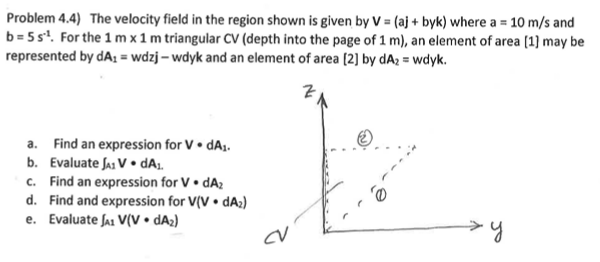 Solved Problem 4.4) ﻿The velocity field in the region shown | Chegg.com