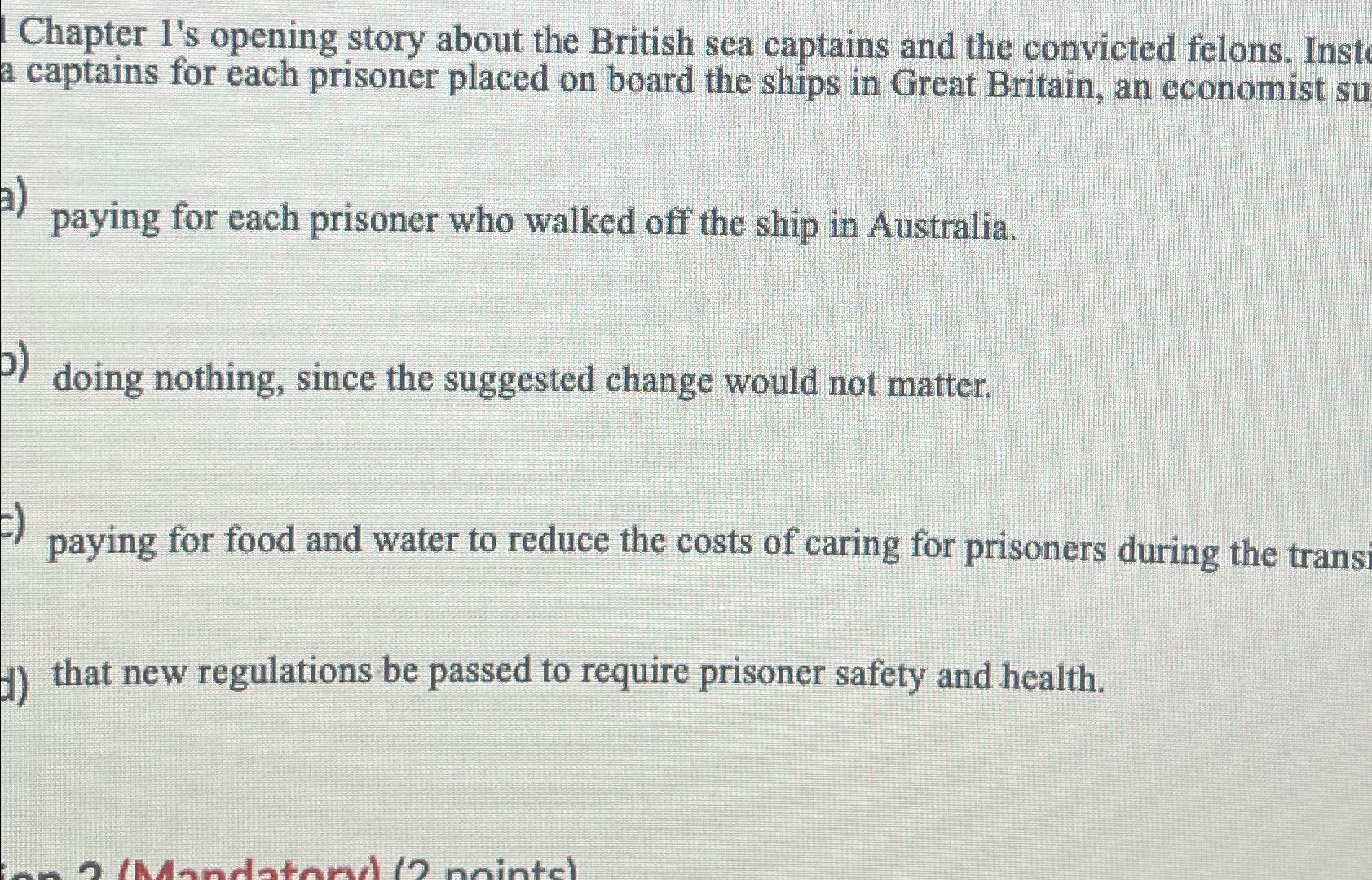 Solved Chapter 1's opening story about the British sea | Chegg.com