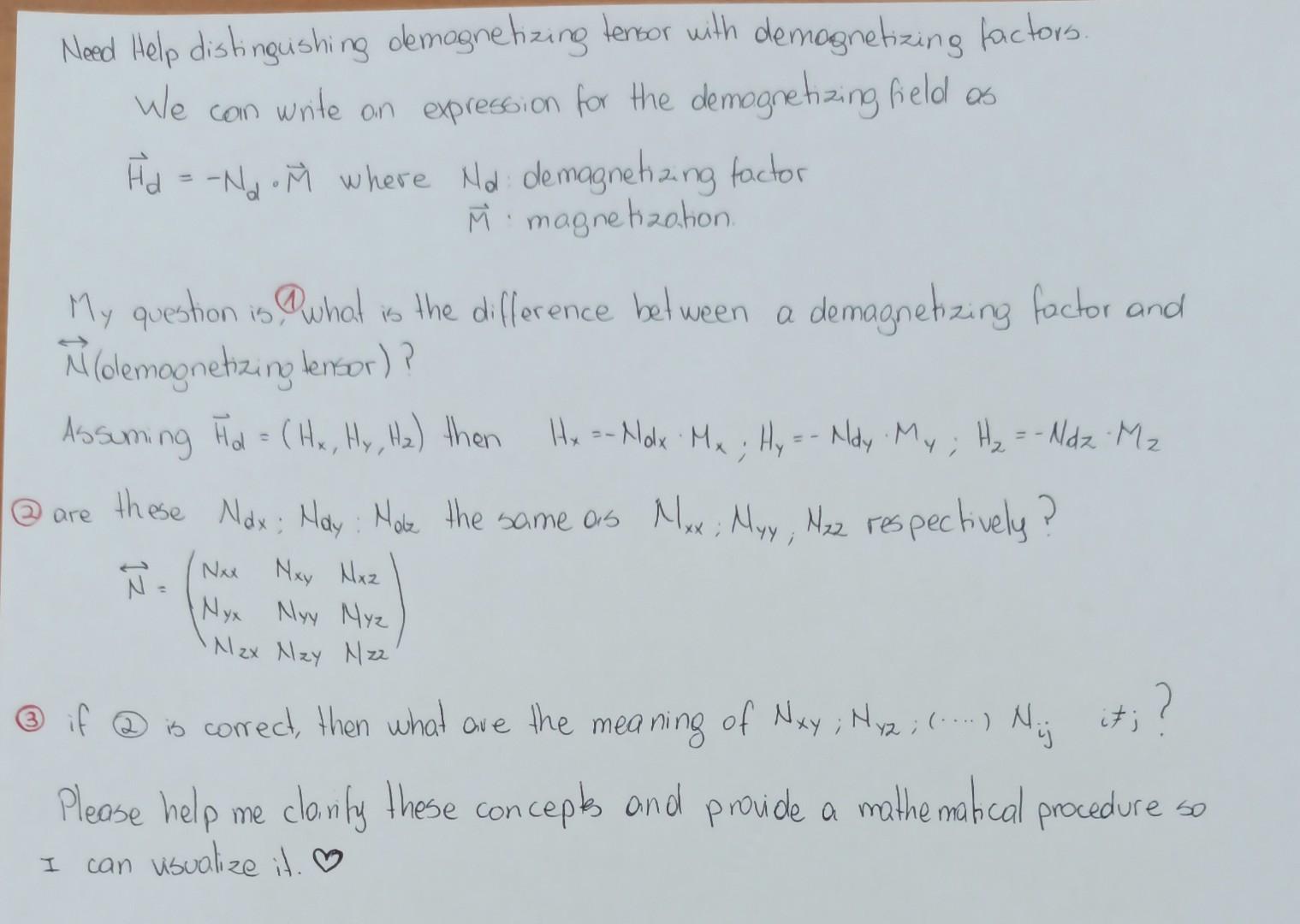 Need Help distingushing demognetizing tensor with | Chegg.com