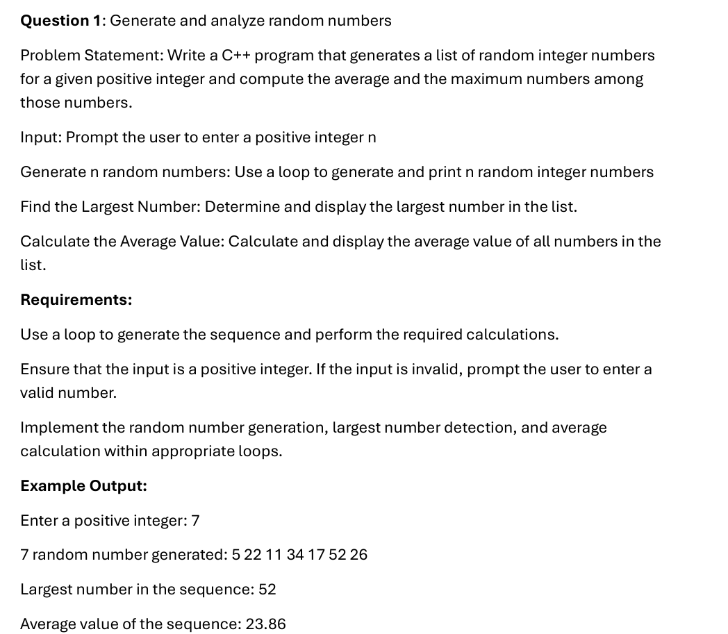 Solved Question 1: Generate and analyze random | Chegg.com