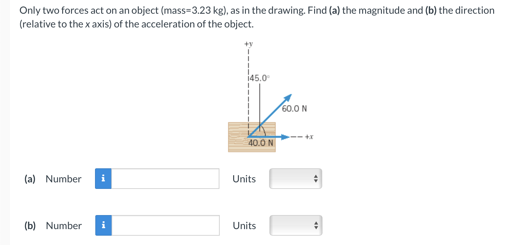Only two forces act on an object (mass | Chegg.com