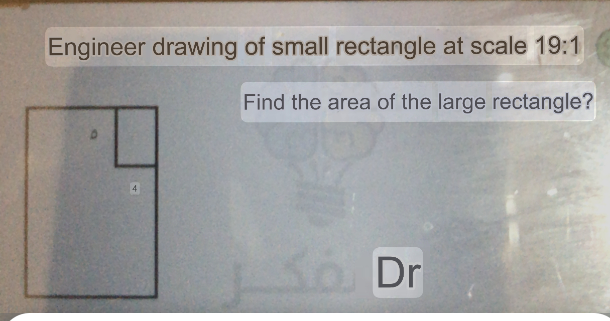 Engineer drawing of small rectangle at scale 19:1Find | Chegg.com