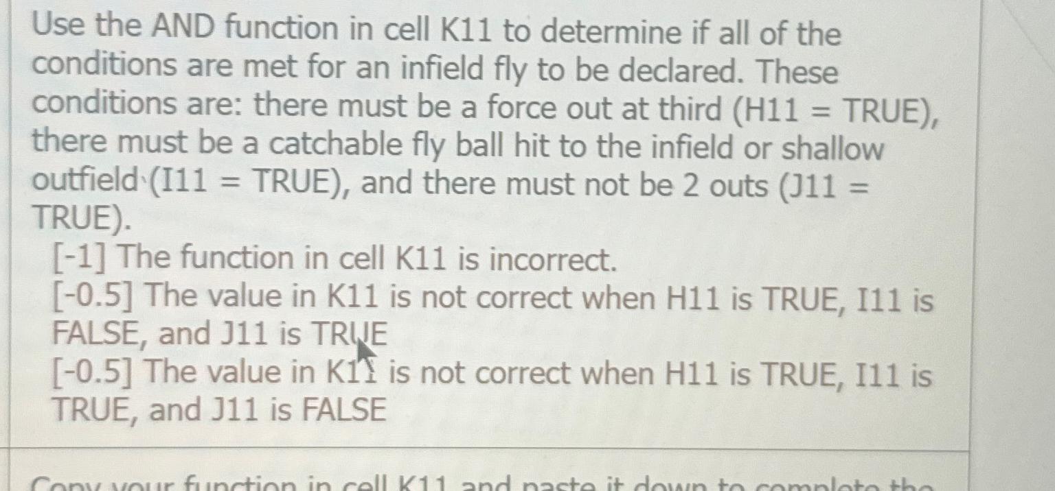 Solved Use the AND function in cell K11 ﻿to determine if all | Chegg.com