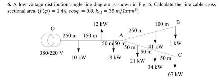6. A low voltage distribution single-line diagram is | Chegg.com