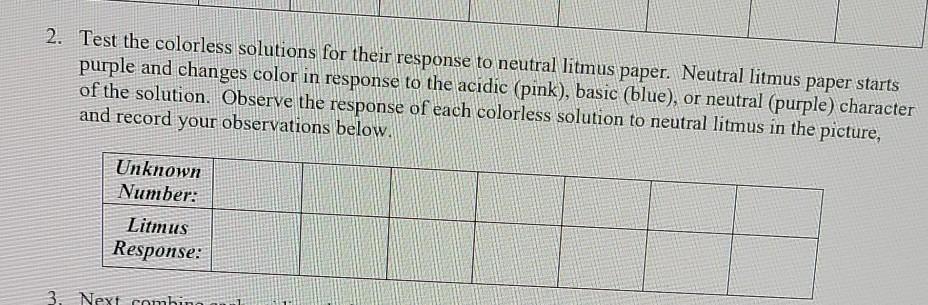 Solved 2. Test the colorless solutions for their response to | Chegg.com
