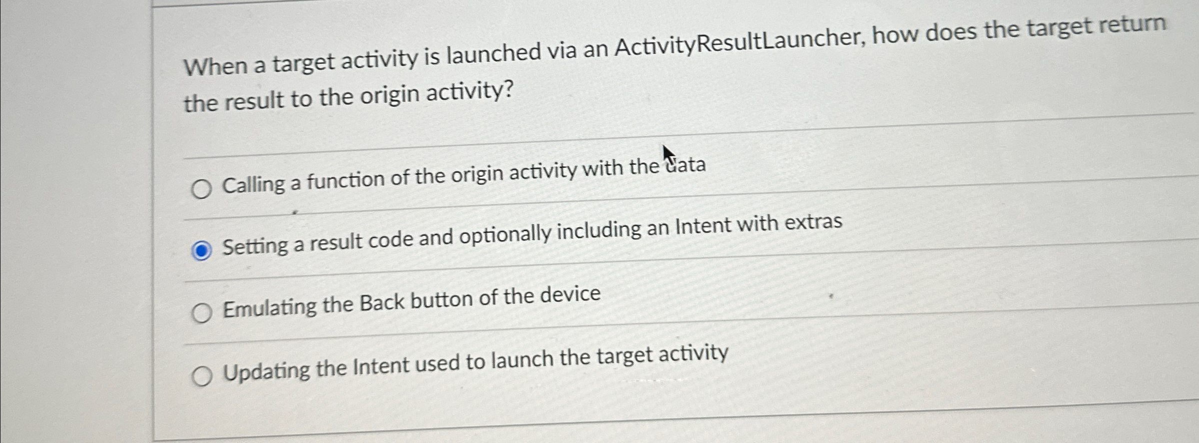 Solved When a target activity is launched via an | Chegg.com