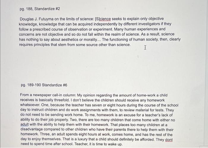 Assignment Instructions: Standardization of Arguments | Chegg.com