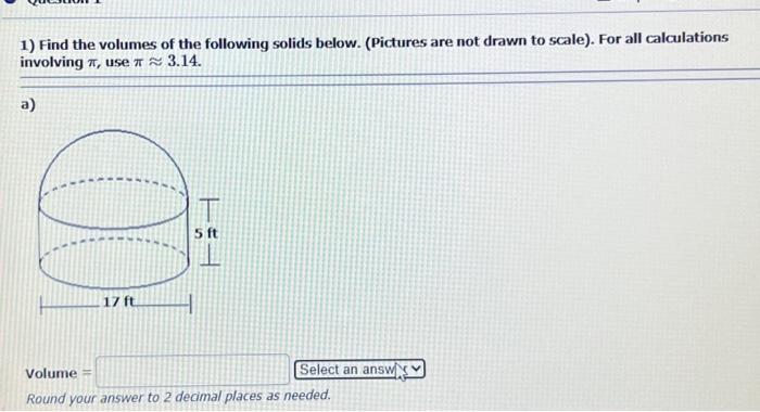 Solved 1) Find the volumes of the following solids below. | Chegg.com