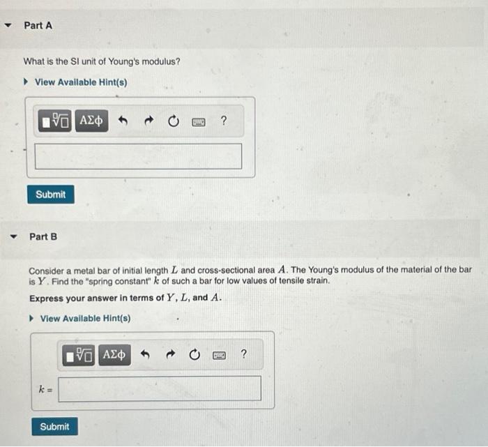 Solved Consider, for instance, a bar of initial length L and | Chegg.com