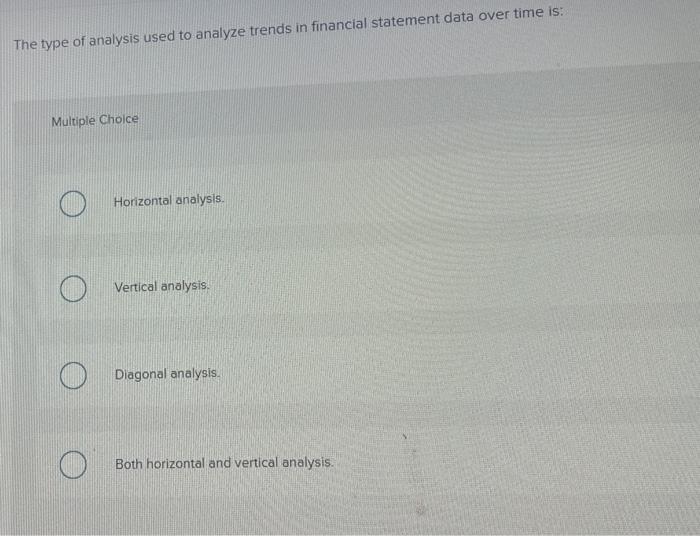 Solved The type of analysis used to analyze trends in | Chegg.com