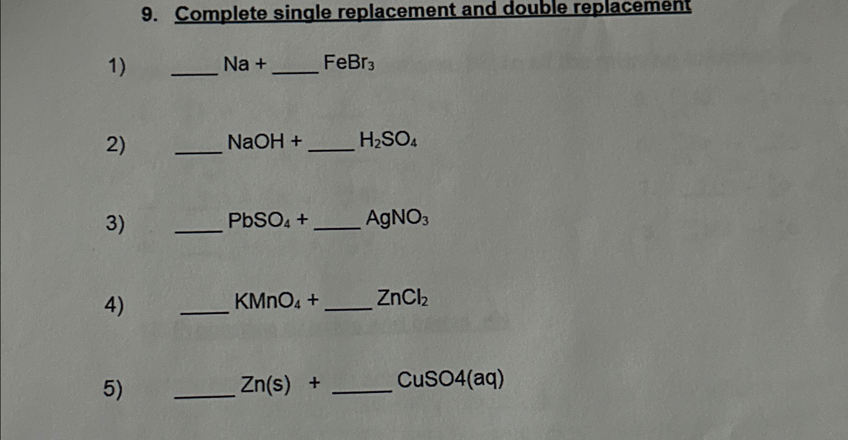 Solved Complete single replacement and double | Chegg.com