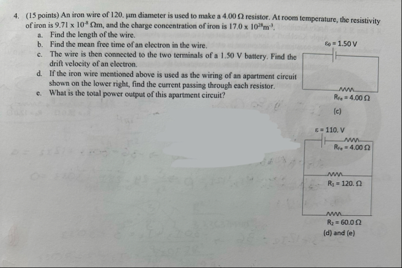 [Solved]: ( 15 points) An iron wire of 120, mu m diameter is