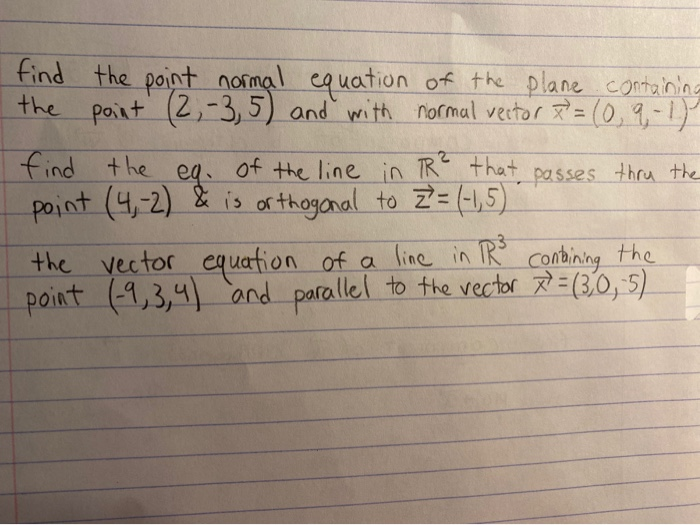 Solved find the point normal equation of the plane | Chegg.com