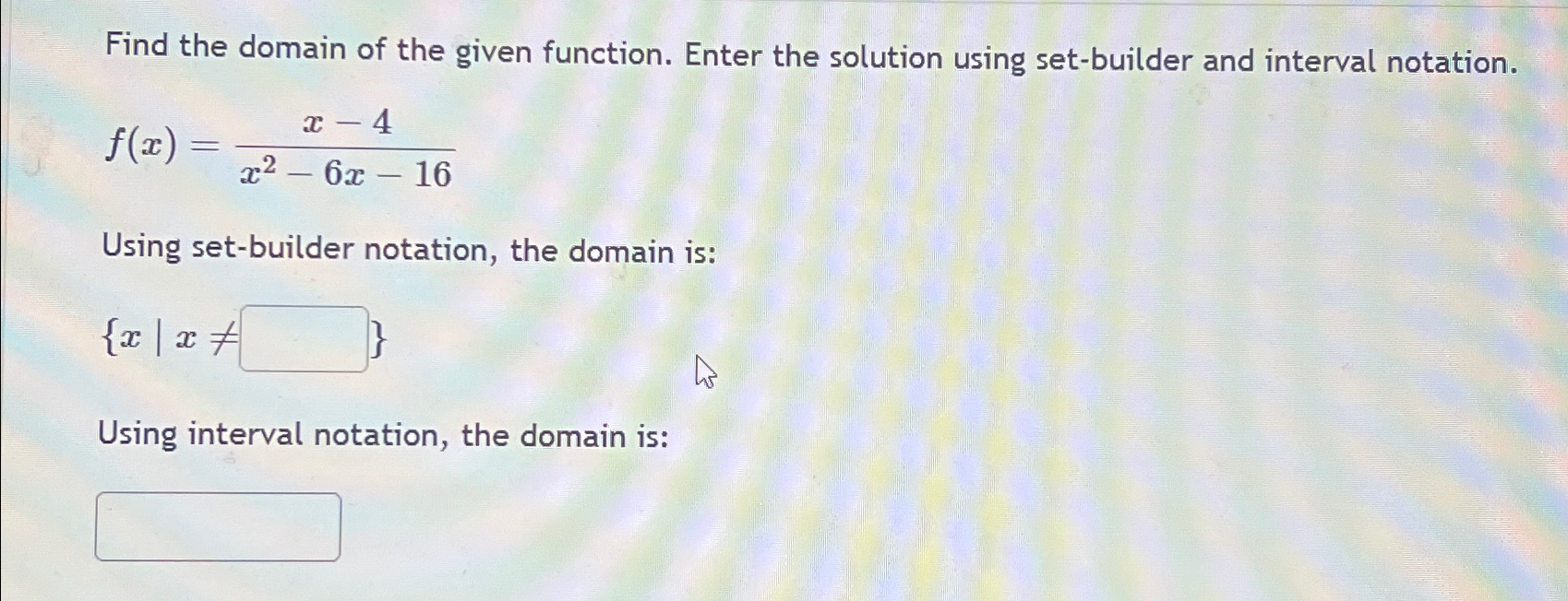 Solved Find The Domain Of The Given Function Enter The