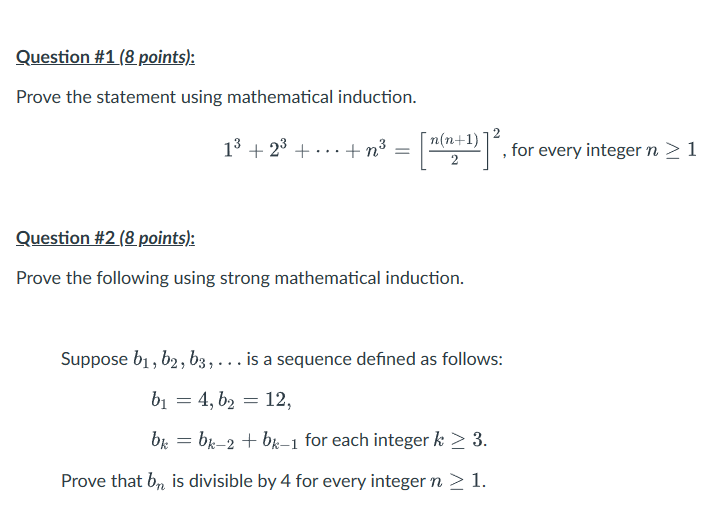 Question #1 (8 ﻿points):Prove the statement using | Chegg.com