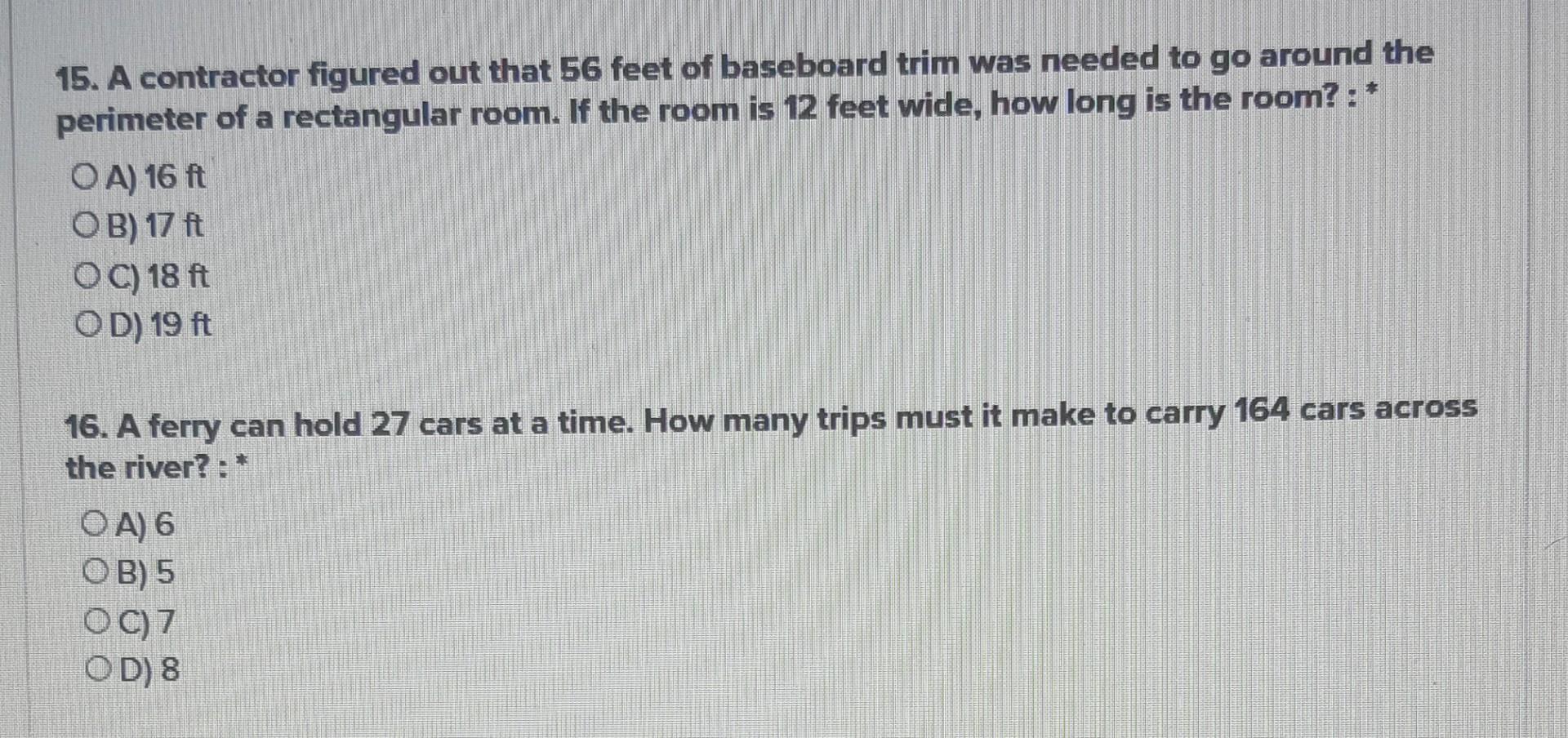 Solved 15. A contractor figured out that 56 feet of | Chegg.com