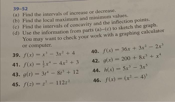Solved 39-52 (a) Find the intervals of increase or decrease. | Chegg.com