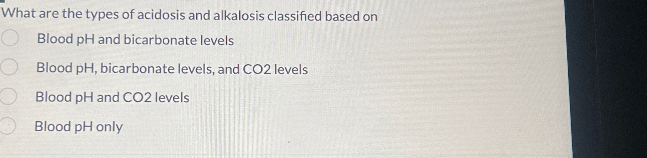 Solved What are the types of acidosis and alkalosis | Chegg.com
