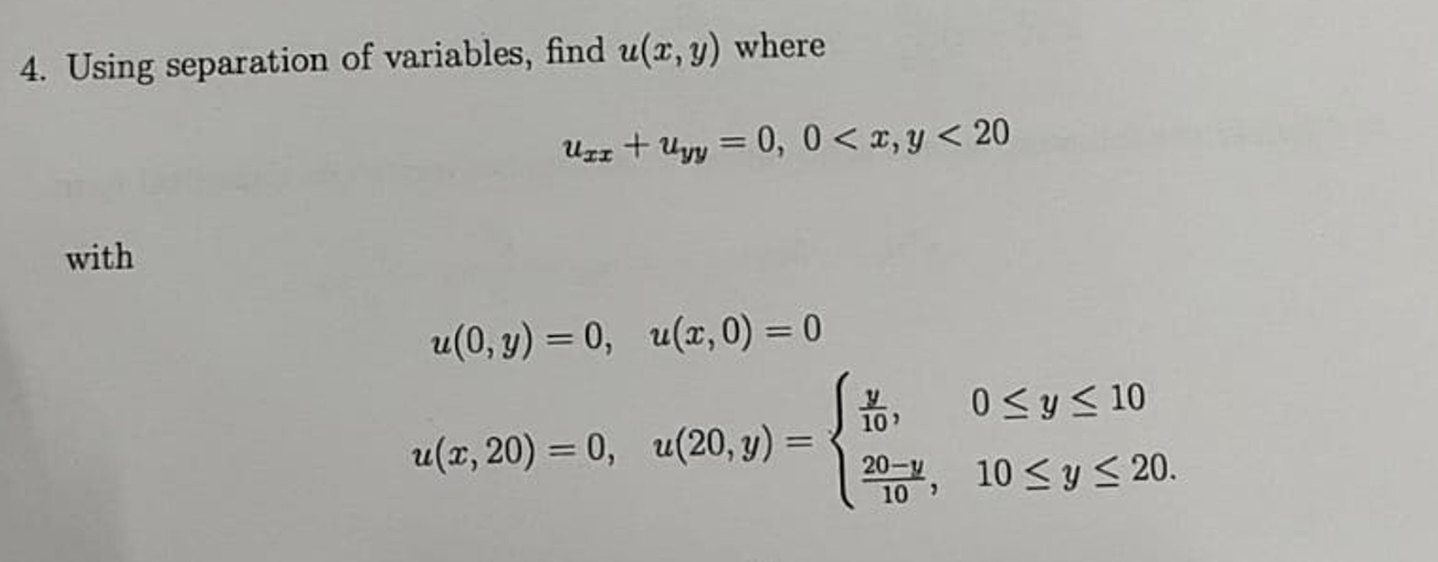 Solved Using separation of variables, find u(x,y) | Chegg.com