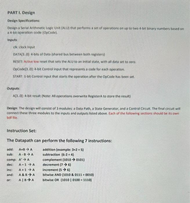 Part I-Datapath Module: Data Path Table: Use this | Chegg.com