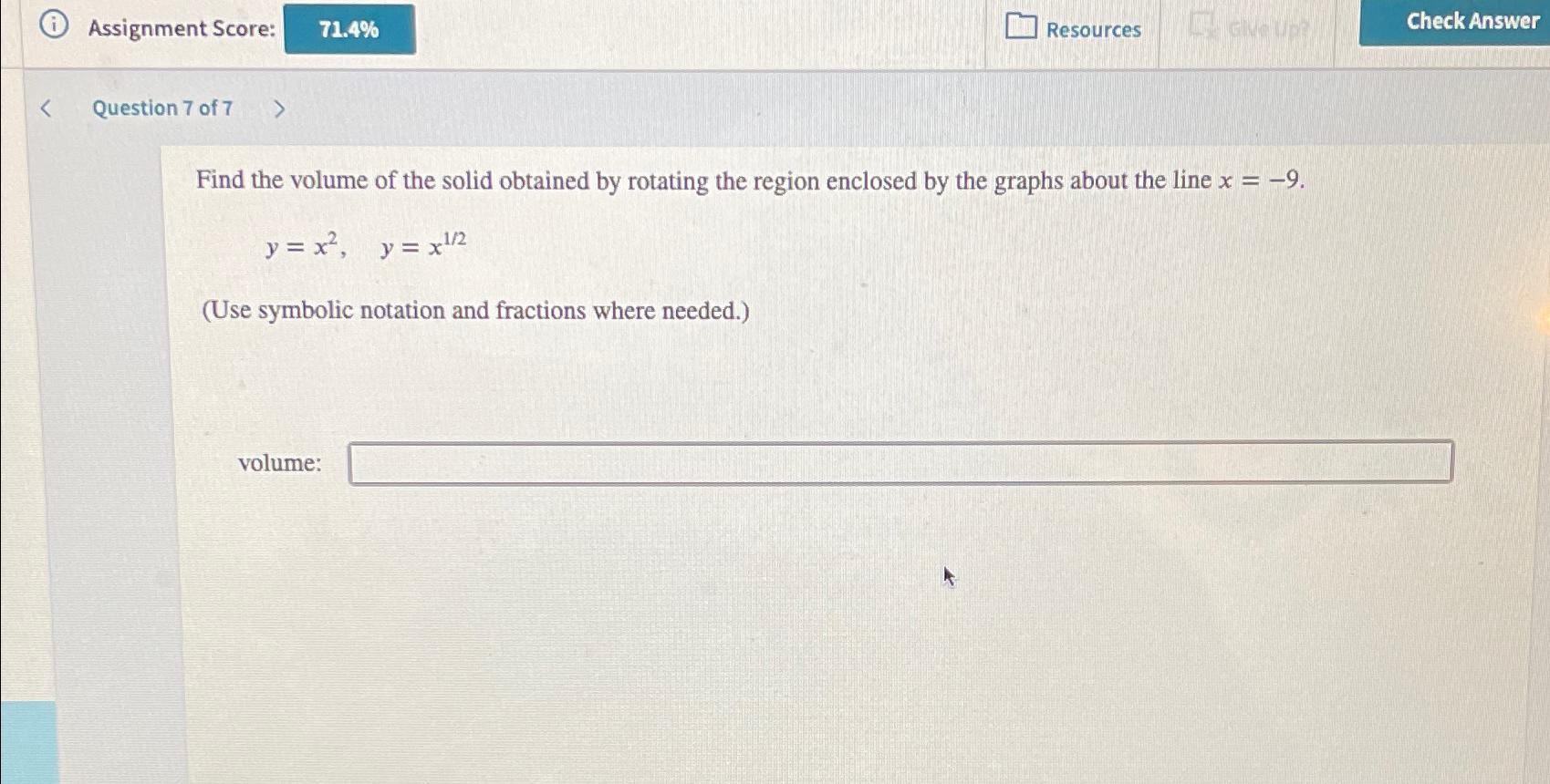 Solved Assignment Score:ResourcesQuestion 7 ﻿of 7Find the | Chegg.com